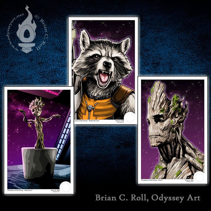 Guardians of the Galaxy -Rocket & Groot Mini Print Set of 3 | Odyssey ...